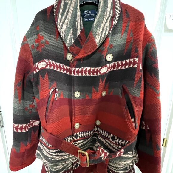 Polo Ralph Lauren | Jackets & Coats | Vintage Ralph Lauren Polo Aztec Navajo Print Belted Wool ...